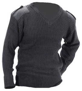 GENTS BLACK SAS MILITARY JUMPER Mens pullover v.neck ribbed security ...