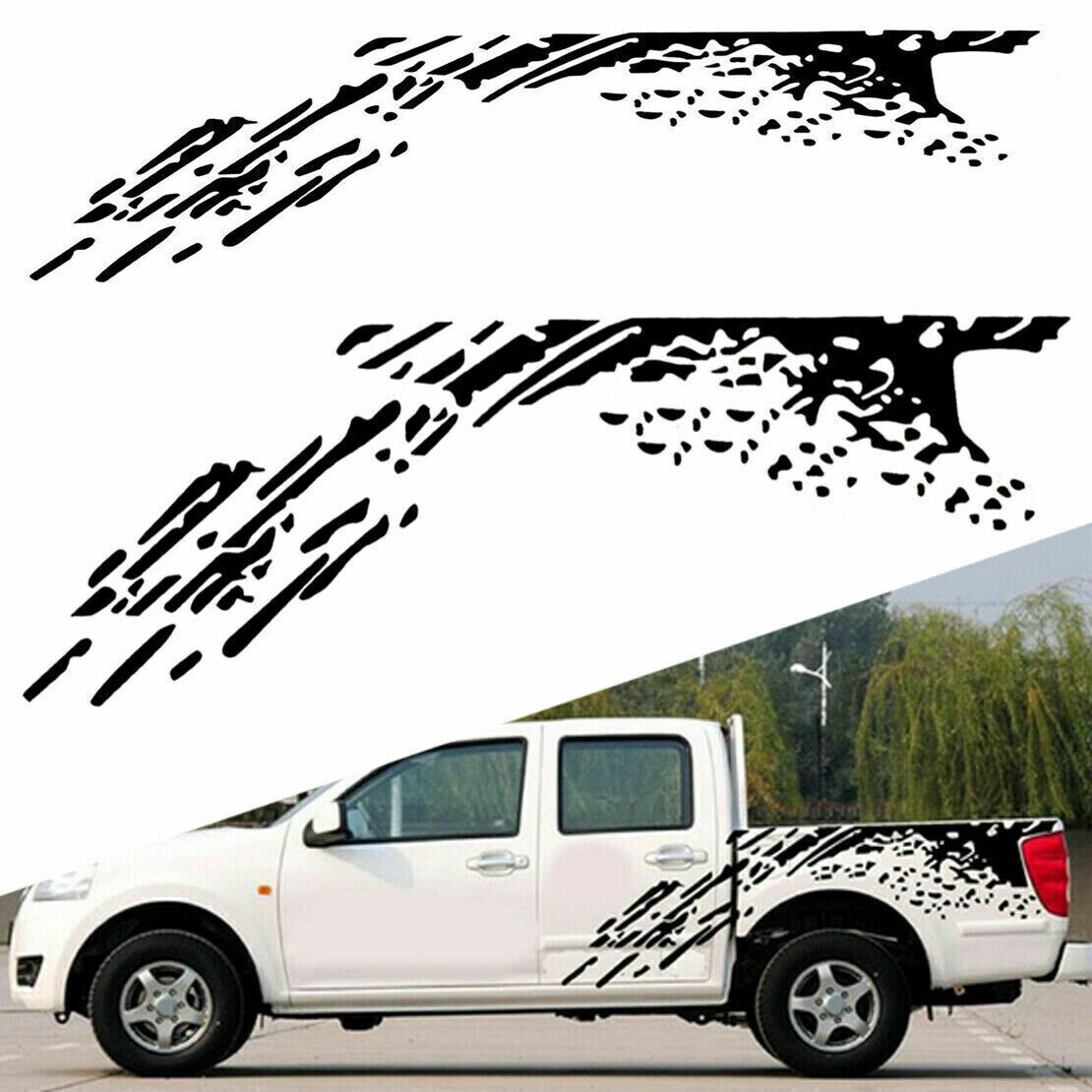 2PCS Side Bed Mud Splash Kit Decal Sticker Vinyl For Ford Raptor SVT F ...