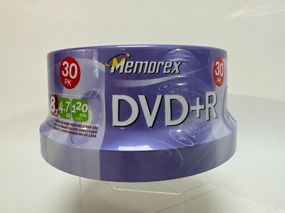 Memorex DVD+R 30 pack 8X, 4.7GB, 120 min video – New in packaging | eBay