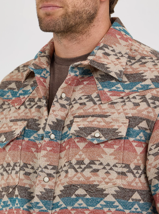 SALE! Men's Wrangler Retro Premium Jacquard Snap Shirt Jacket - 100% ...