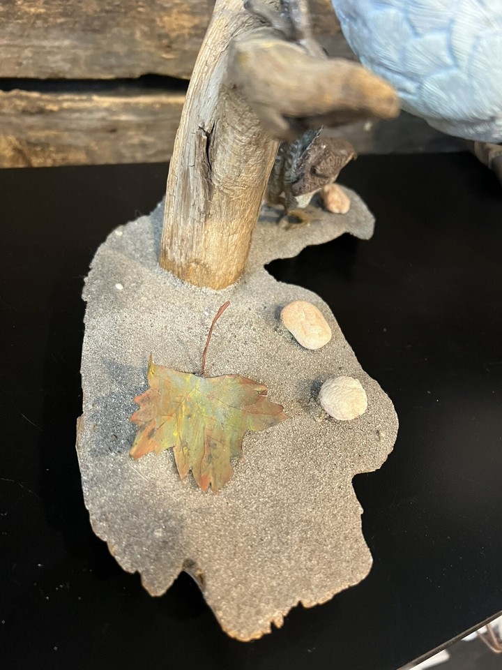 Vintage 1988 Nestral BLUEJAY & HOUSE wren hand carved artist George ...