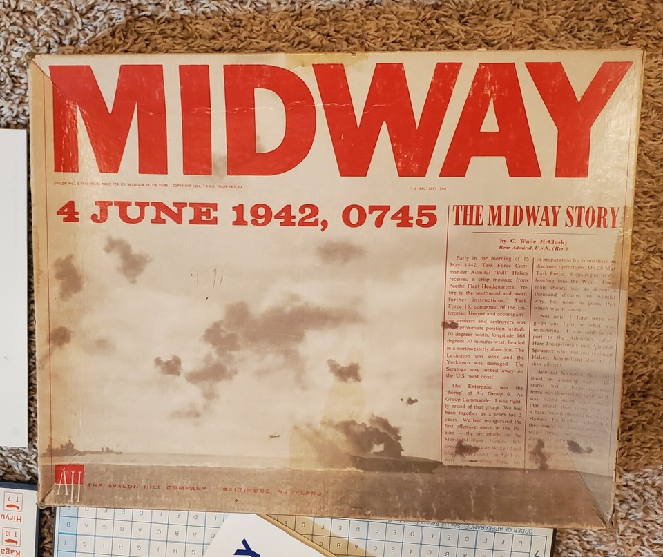 1964 Midway Naval-Air Battle Board Game June 1942 World War II Avalon ...
