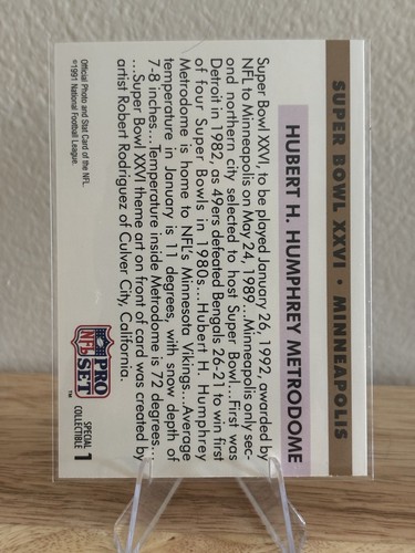 1991 Pro Set- Super Bowl XXVI- Hubert H. Humphrey Metrodome | eBay
