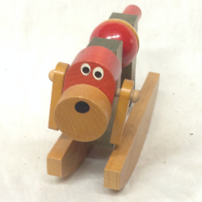 DOG CHILD'S WOODEN ROCKING TOY 6" HOUND GREEN, RED & BROWN | eBay