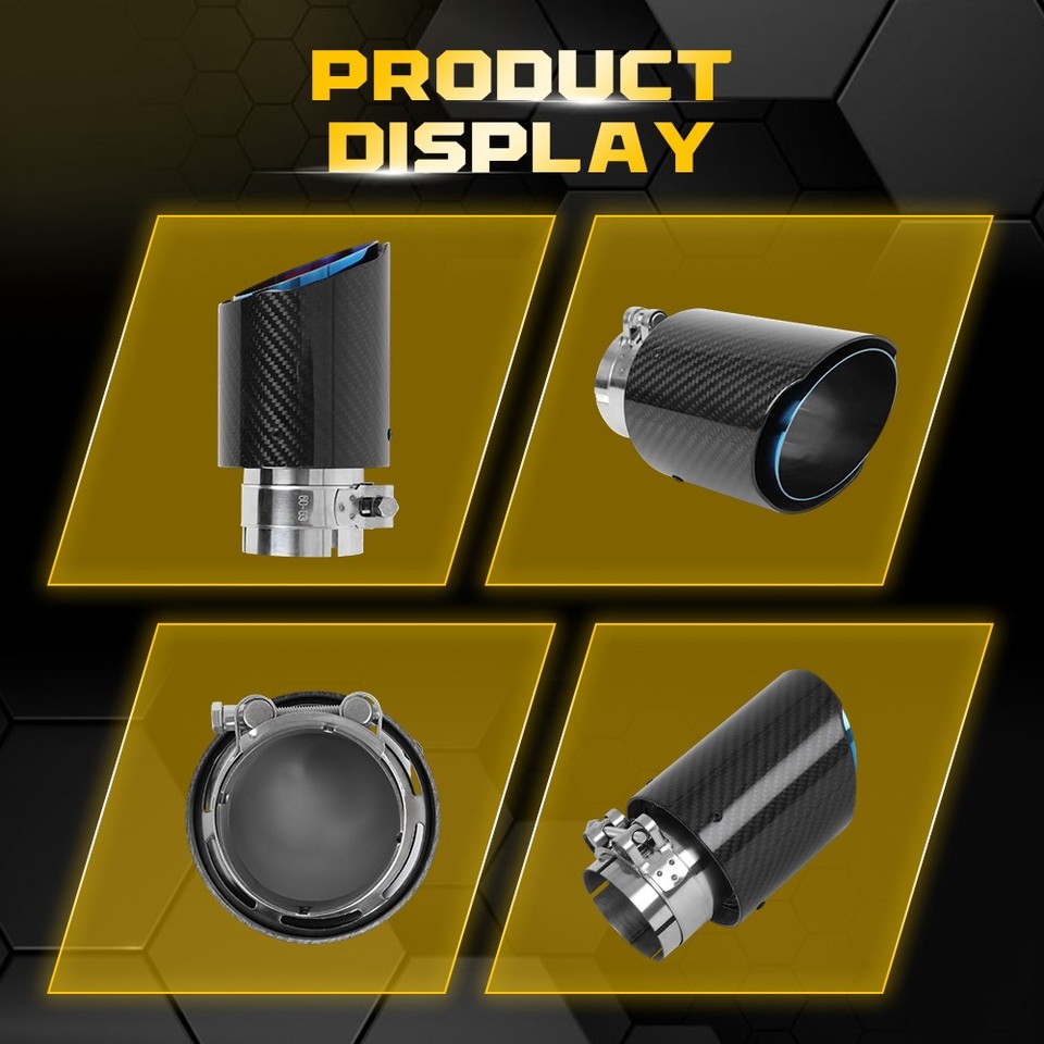 2 Universal Fitment 2.5"ID - 3.5"OD Inlet Carbon Look Exhaust Tail Tip ...