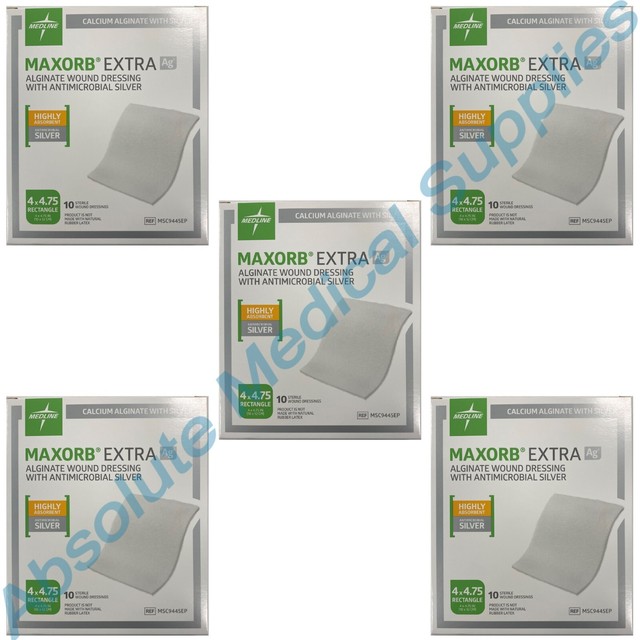 Maxorb Extra AG Silver Antimicrobial Wound Dressing Medline 4x4.75 10 ...