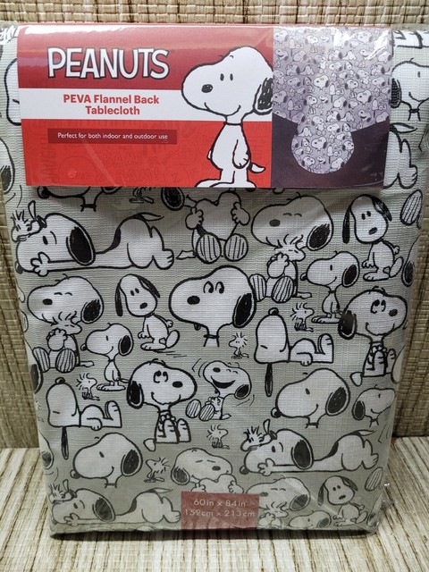 Peanuts Snoopy Charlie Brown Tablecloth 60in X 84in PEVA Flannel Back ...