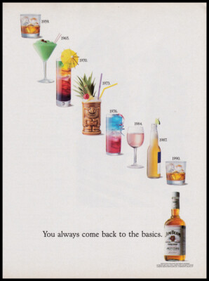 Jim Beam print ad 1989 You Always Come Back to the Basics - drinks | eBay