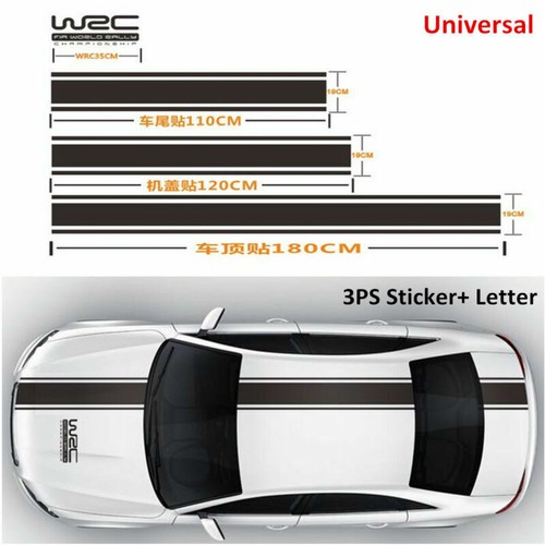 3x Racing Car Cover Rroof Trunk Decal Vinyl Stripe Stickers Body Decals ...