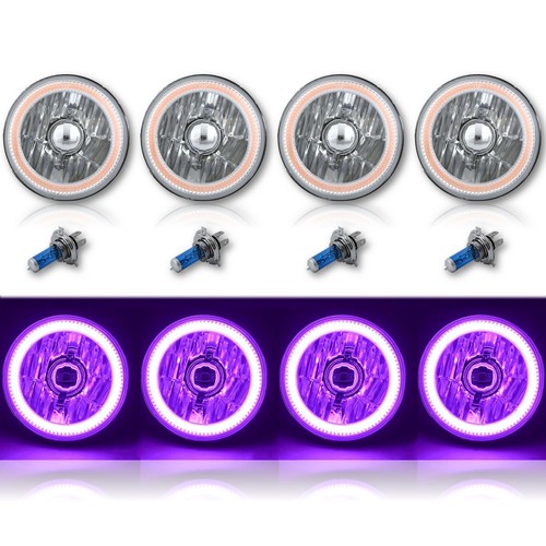 5-3/4" Purple COB SMD LED Halo Angel Eye Halogen Light Bulb Metal ...
