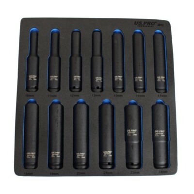 DEEP Impact Socket Set 1/2 13pc 10mm - 24mm EXTRA DEEP 6pt Hex Long US ...