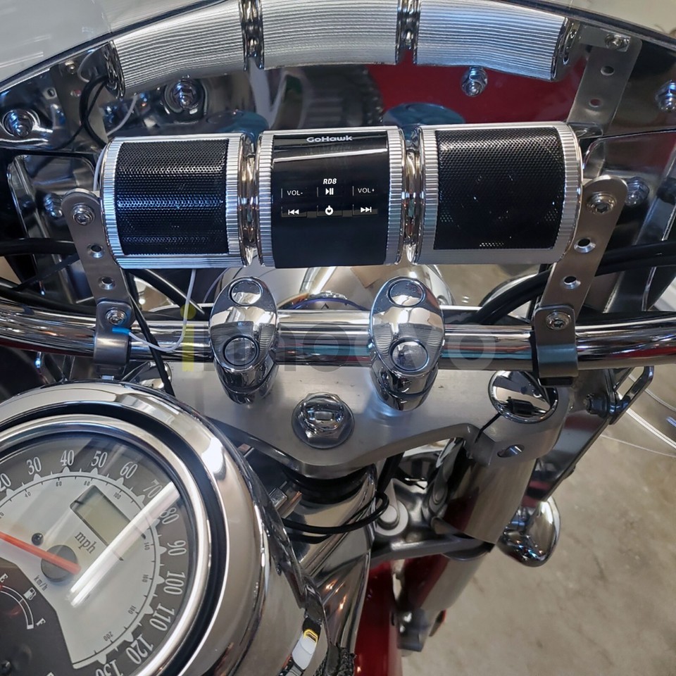 Waterproof Bluetooth Motorcycle Stereo Speaker MP3 Audio System USB AUX ...