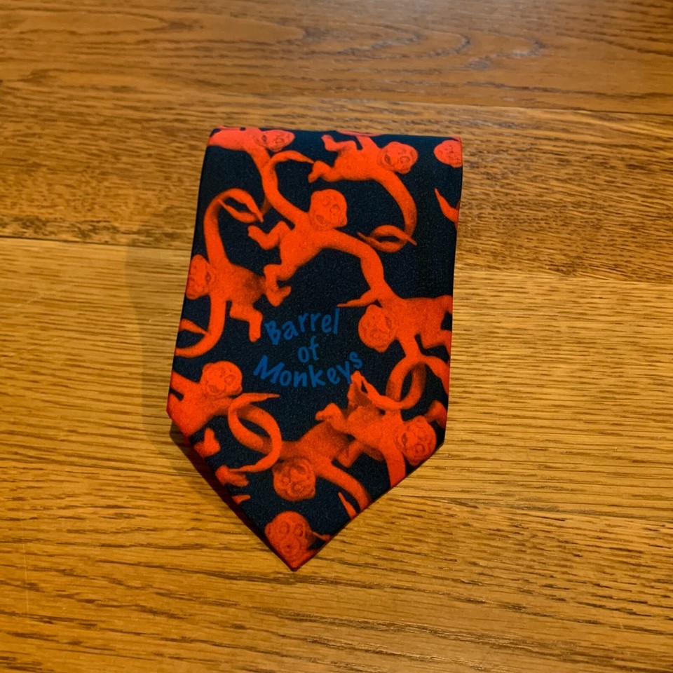 Vtg Barrel of Monkeys Ralph Marlin Necktie Tie Novelty Hasbro Toys 1996 ...