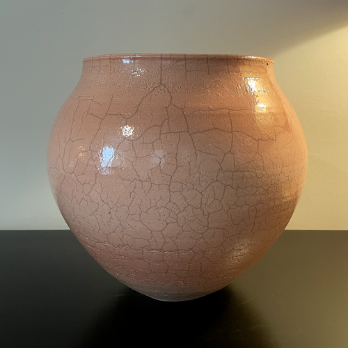 VTG Mark Hines RAKU STUDIO POTTERY VASE Pink Hollywood Regency ...