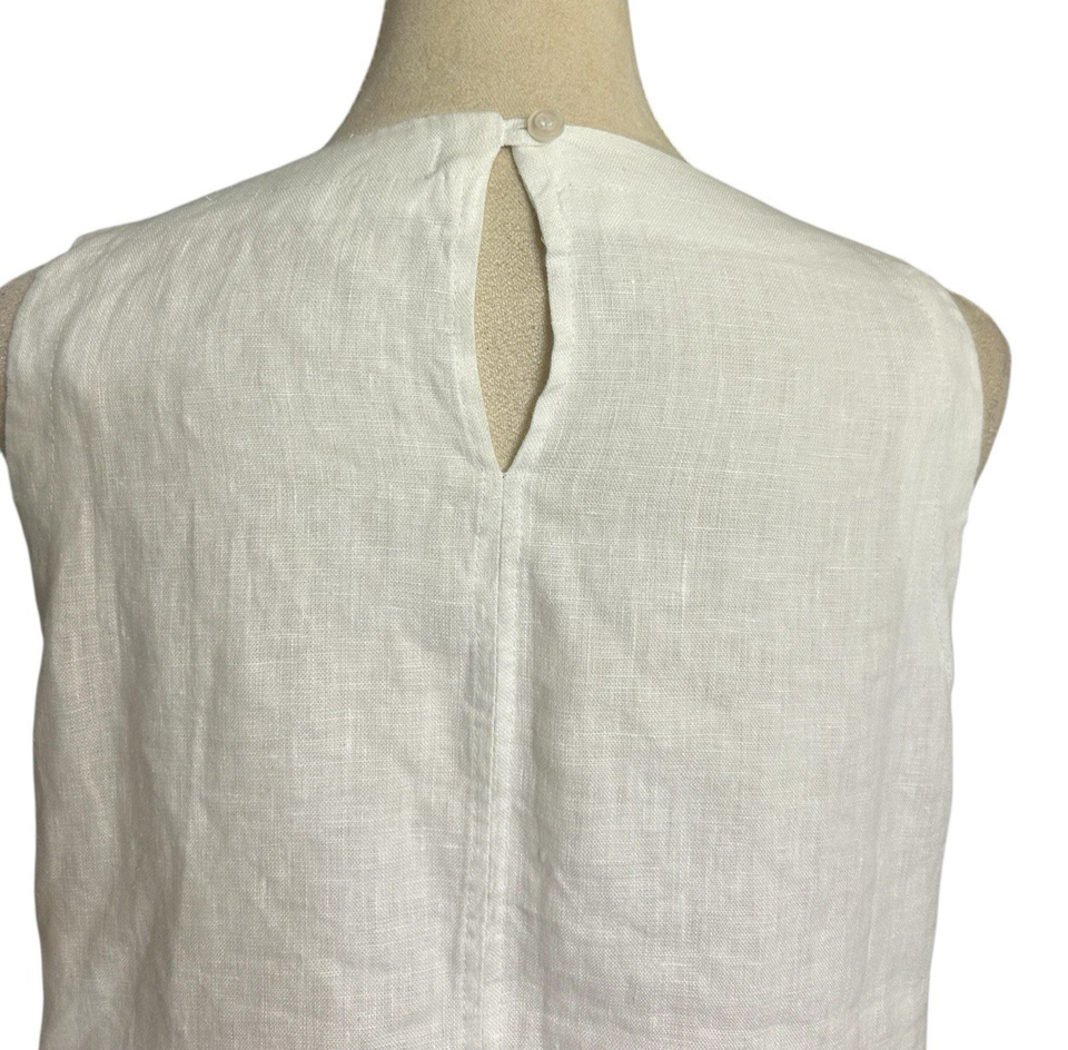 Crown Linen Designs 100% Linen Tunic Top Womens XS White Lagenlook ...