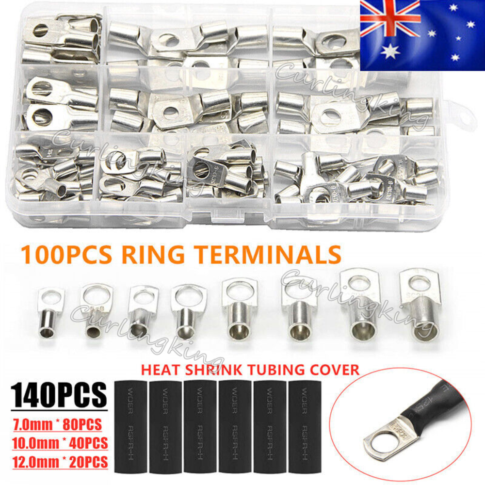 240PCS Battery Copper Cable Lugs Crimp Ring Terminals Electrical Wire ...