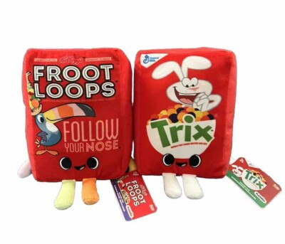 NEW General Mills Collectibles Trix & Fruit Loops 9" Cereal Box Plush ...
