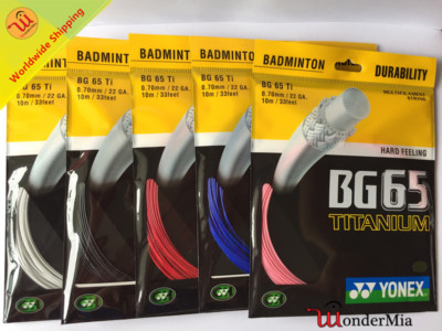 [Max 32lbs] Authentic Titanium YONEX BG65Ti Badminton String 0.70mm (4 ...