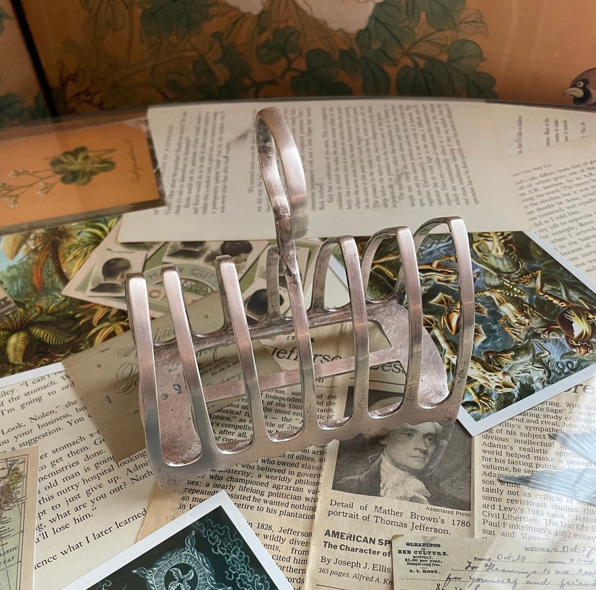 Antique 1920's James Dixon & Sons Silver Plated 6 Slot Toast Antique 1920's James Dixon & Sons Silver Plated 6 Slot Toast