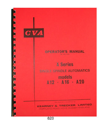 CVA A12, A16, A20 Auto Screw Machine Lathe Operator Manual #820 | eBay