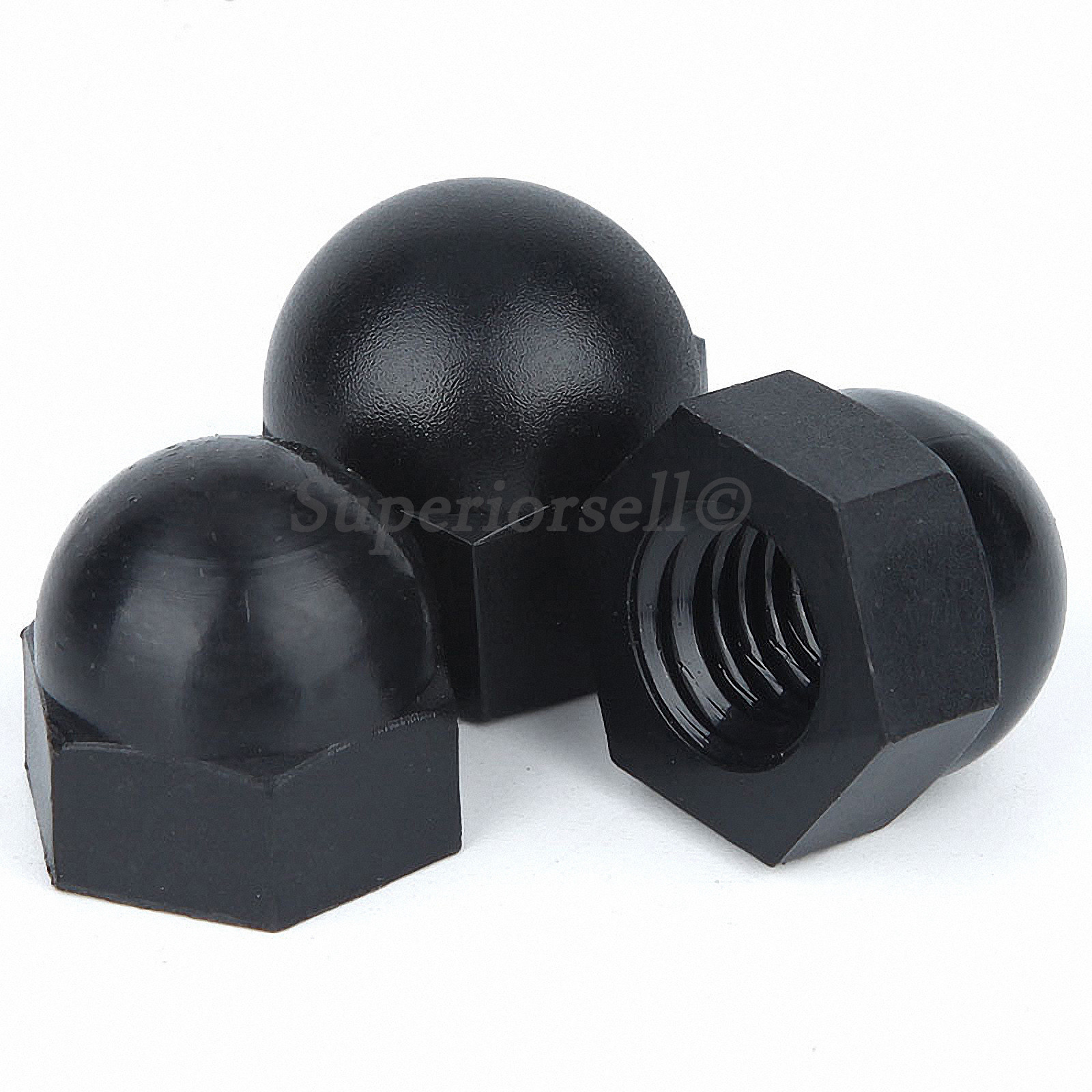 Black Plastic Nylon Acorn Cap Nuts Dome Head Nut M3,4,5,6,8,10,12,14,16 ...