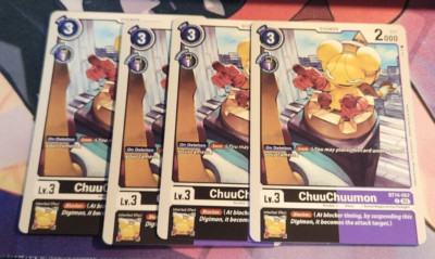 x4 Playset Digimon CHUUCHUUMON BT14-057 Black/Purple Common TCG | eBay