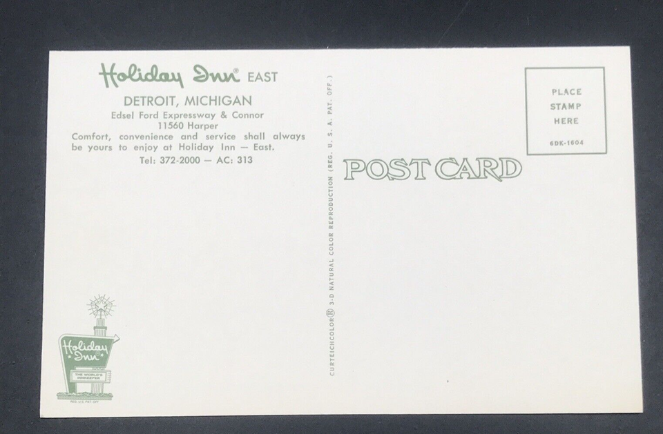 VTG Holiday Inn Motel East Detroit MI Michigan Postcard Edsel Ford ...