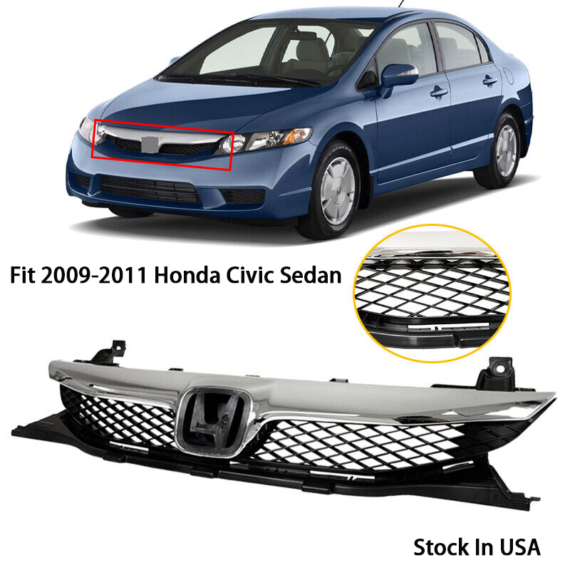 Front Chrome Grille Bumper For 2009 2010 2011 Honda Civic HO1210127 ...