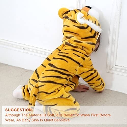 MICHLEY Unisex Baby Tiger Costume Hooded Romper Tiger size 6-12 M, Euro ...