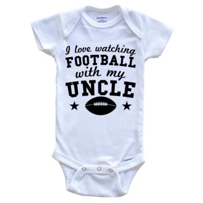 I Love Watching Football With My Uncle Cute Niece Nephew Baby Bodysuit ...