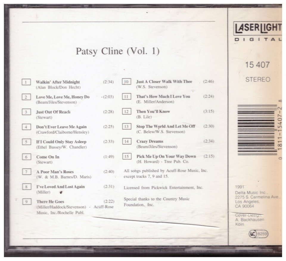Patsy Cline - walking after Midnight - Great american Legends vol 1 [CD ...