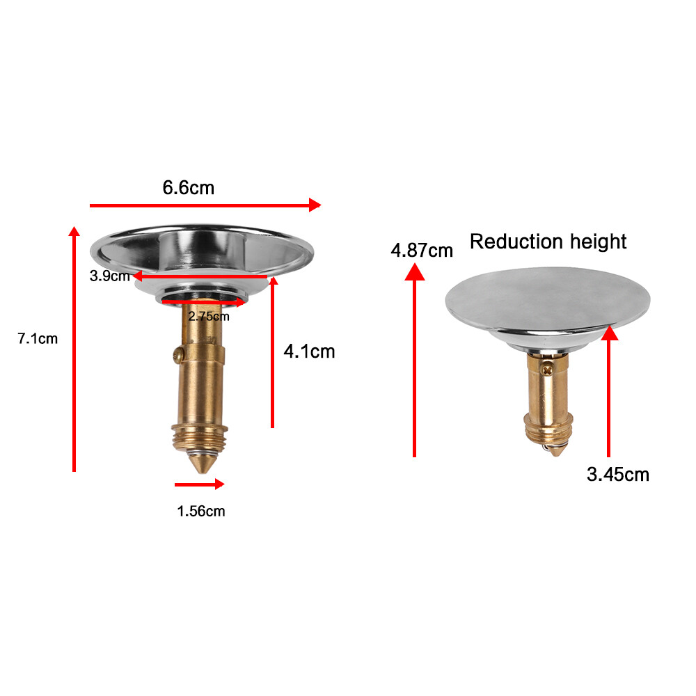 Sink Plug Pop Up Chrome Basin Waste Spring Bolt Easy Push Click Clack ...