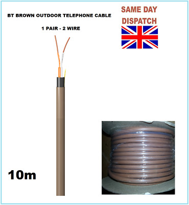 10m Genuine BT Brown External 2 Wire Telephone Cable Downlead CW1412 ...