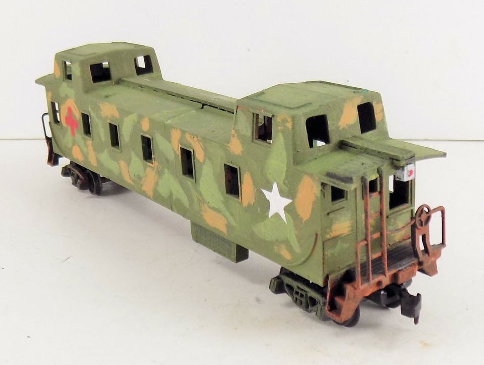 HO SCALE MILITARY HOSPITAL TRAIN CUSTOM MADE DOUBLE CABOOSE COLLECTIBLE ...