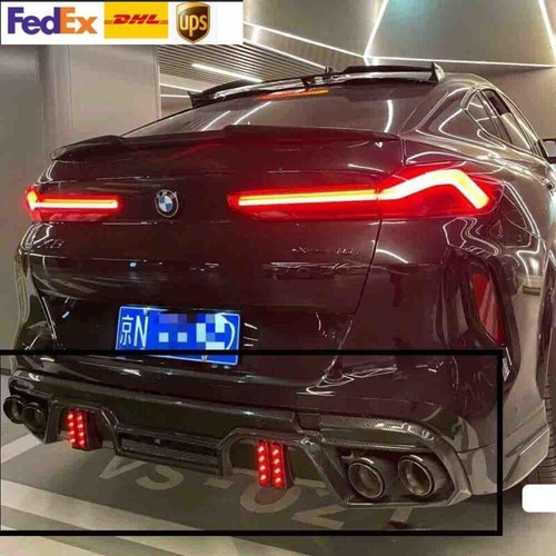 For BMW X6 G06 2020-2024 REAL CARBON Rear Bumper Diffuser Lip W/Exhaust ...