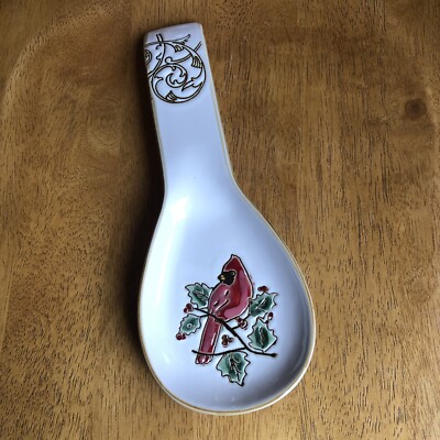 InHomestylez Red Cardinal Bird Ceramic Spoon Rest Christmas Winter NWT ...