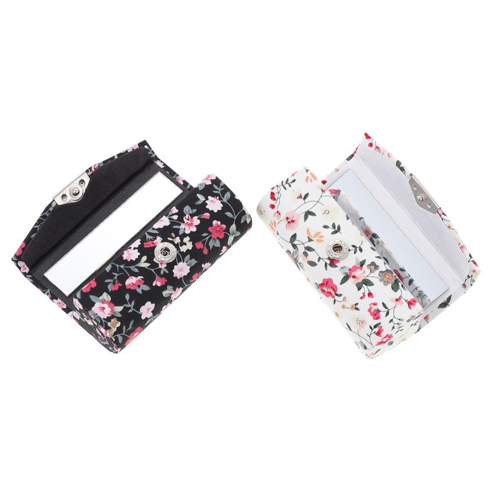 2 Pcs Floral Cloth Lipstick Boxes Portable Lip Balm Holder Lip Gloss ...