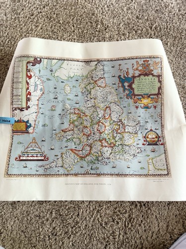 Saxton's Map Of Kent Sussex Surrey Middlesex 1575 50x 61cm 1972 Brit ...