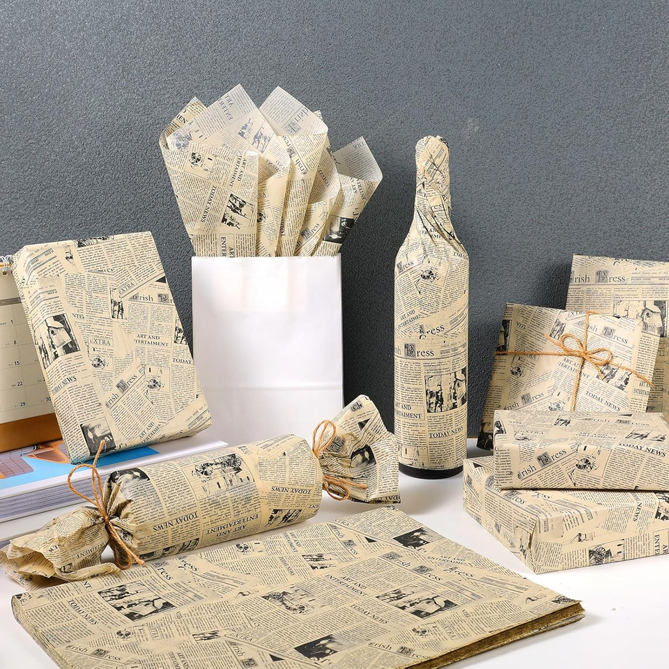 100 Sheet Newspaper Tissue Paper, 20X14 Vintage Magazine Newspaper ...