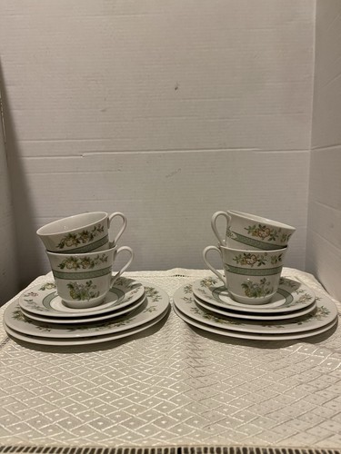 12PC Fine China Royal Doulton Tonkin Tea Cups Saucers Salad Plates Trio ...