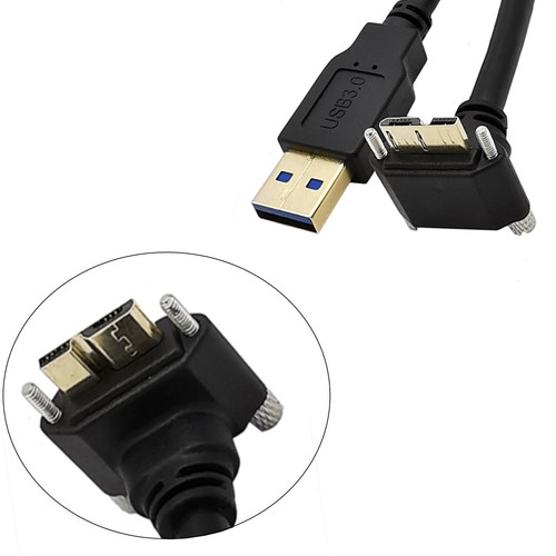 USB 3.0 A Male to Micro B Angled 90° Mount Cord Cable Adapter Lock ...