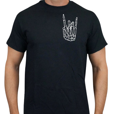 Rock On Skeleton hand salute graphics tee unisex T-shirt S-XL NEW | eBay