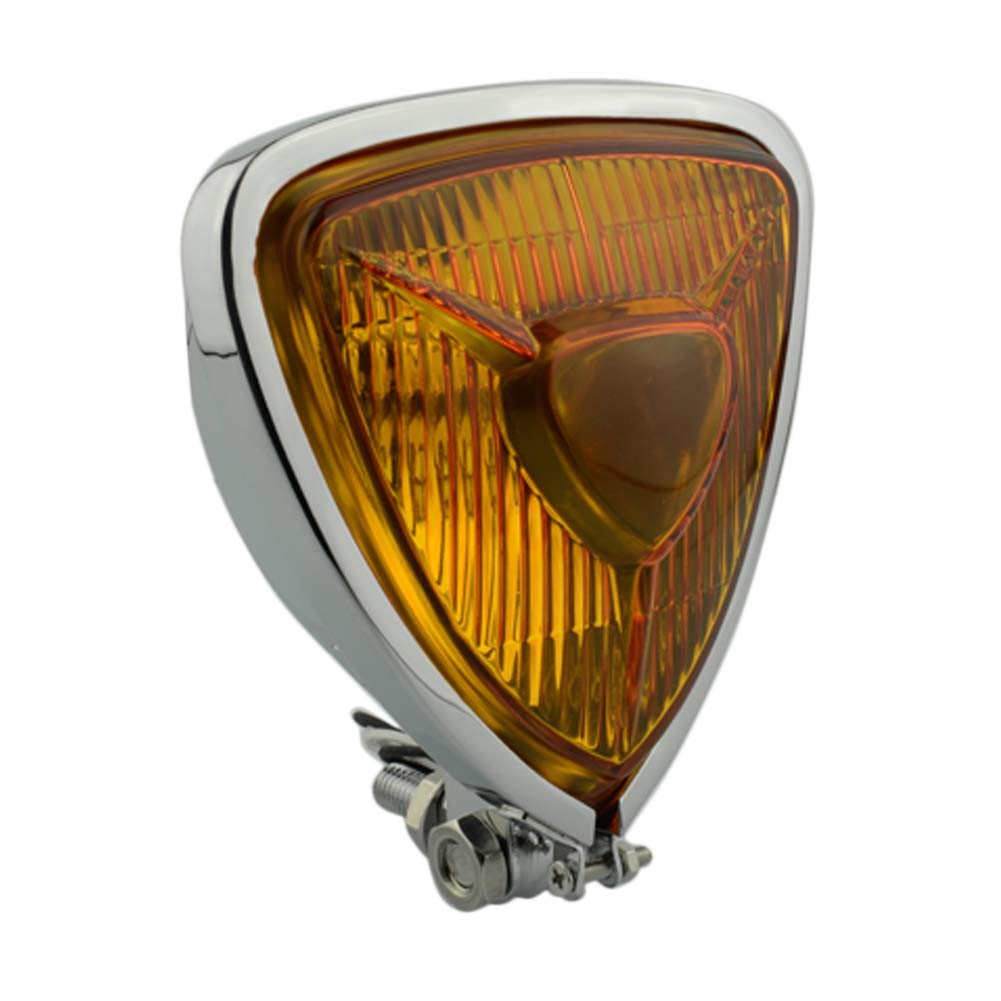 Triangle Motorcycle Headlight Amber Chrome light for Harley Chopper ...