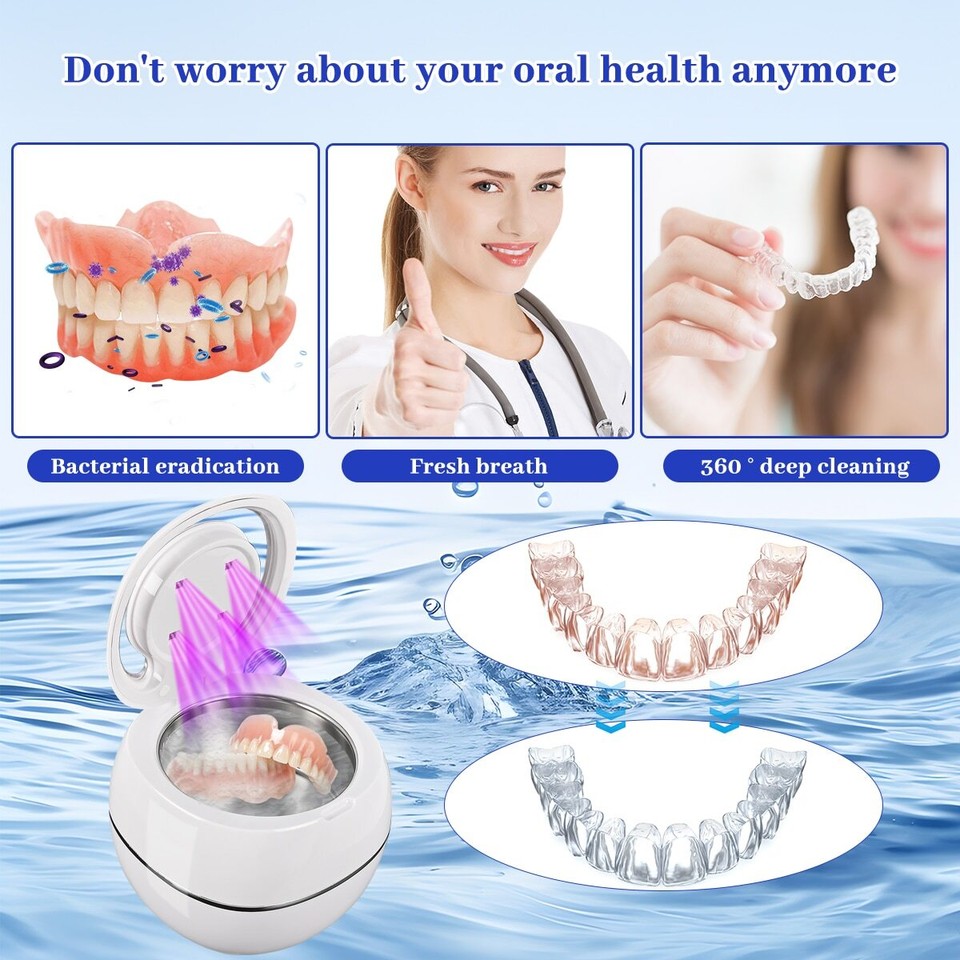 Ultrasonic Retainer Cleaner Invisalign UV-Dental Pod Denture Aligner ...