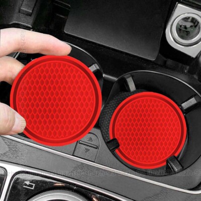 1x Red Car Interior Cup Holder Anti-Slip Insert Coaster Pad Mat Auto ...