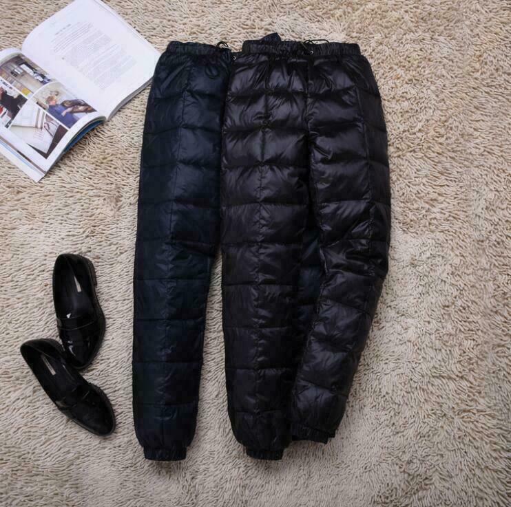 Womens Ultralight Puffer 85% Down Pants Winter Outdoor Trousers High ...