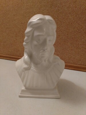 VINTAGE 1962 Handmade Ceramic Jesus Bust Statue Figurine Religious ...
