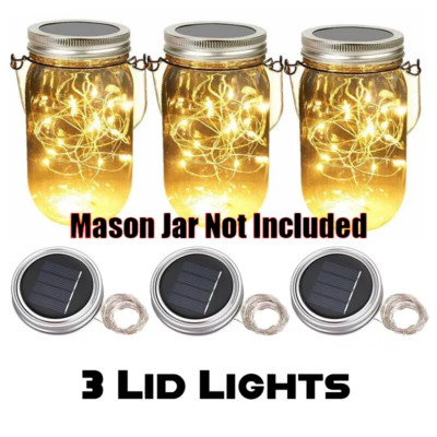 6 Pack 70mm Solar Jar Lid Light Warm White Fairy String Light Lamp | eBay