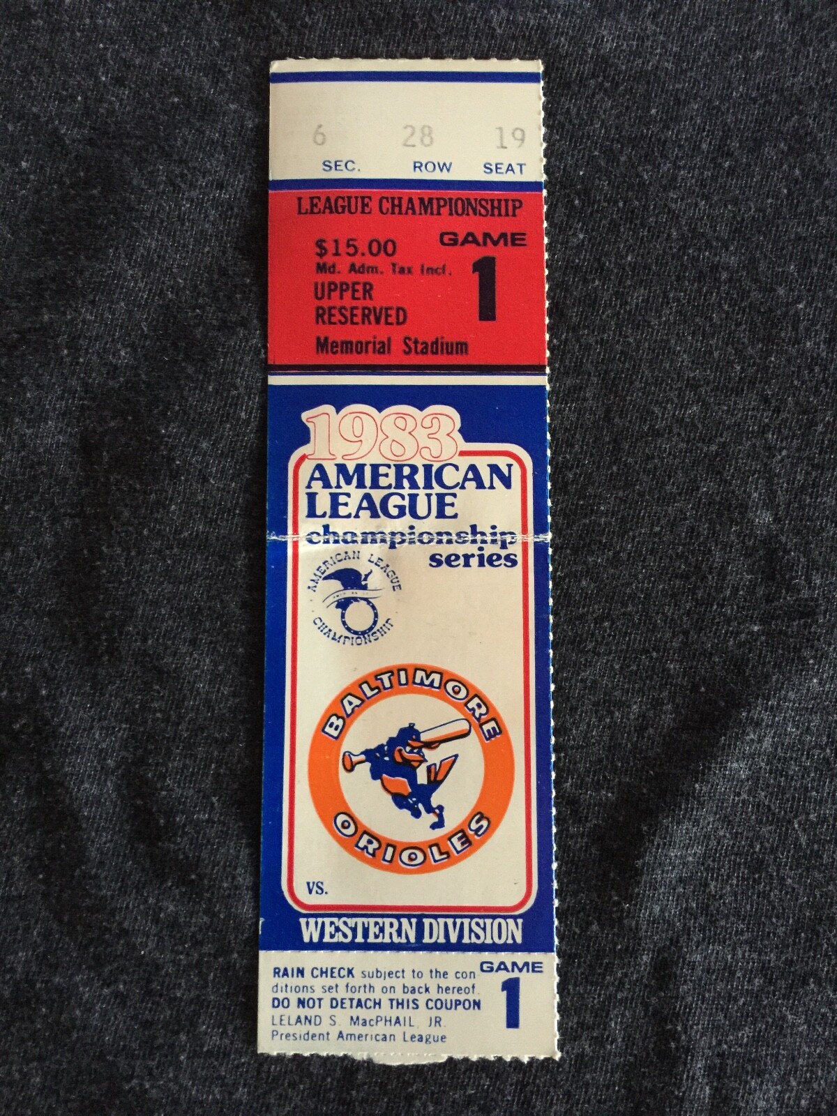 1983 American League Championship Series Ticket * Game 1 * Orioles ...