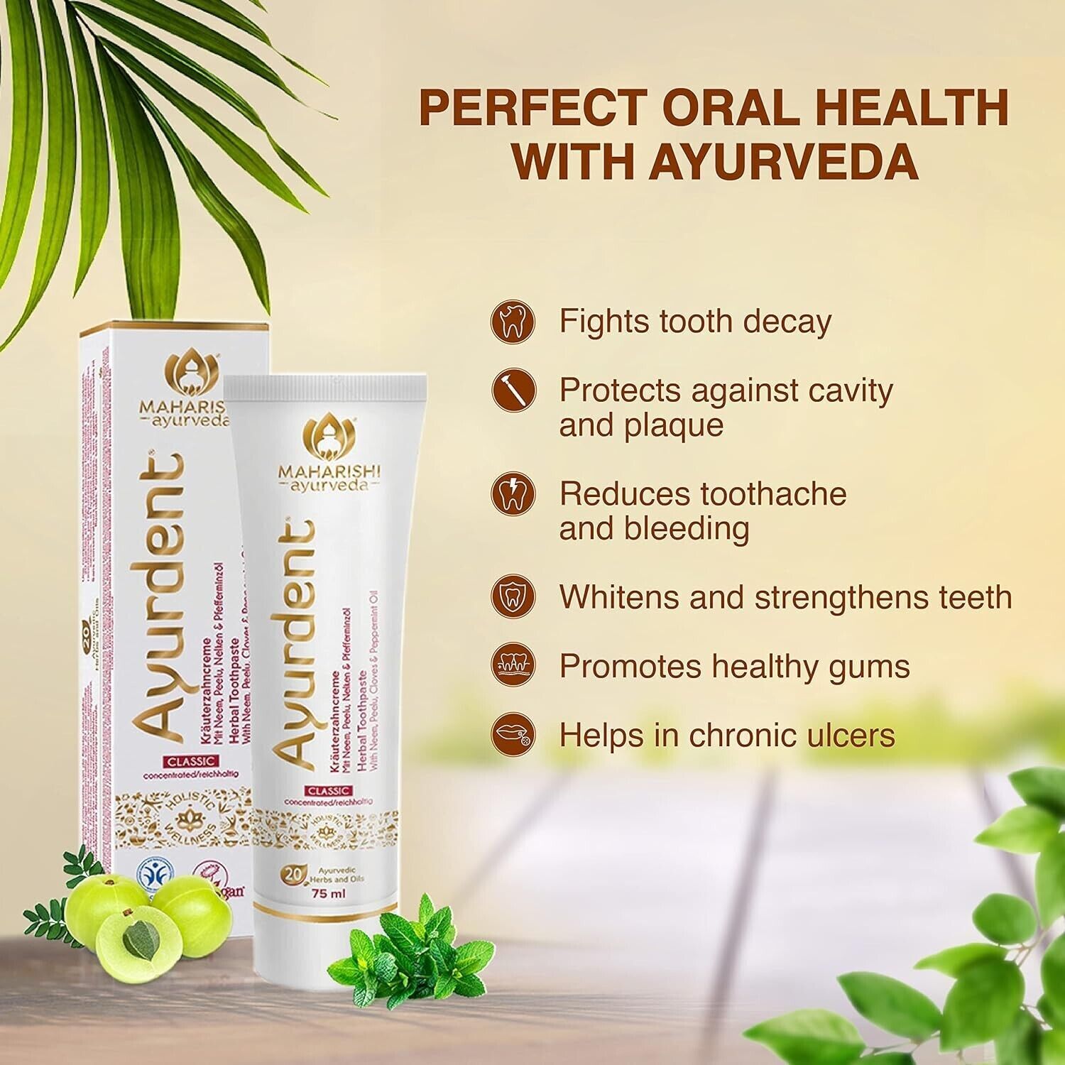 Maharishi Ayurveda Ayurdent Classic Ayurvedic Herbal Toothpaste 75 mL ...